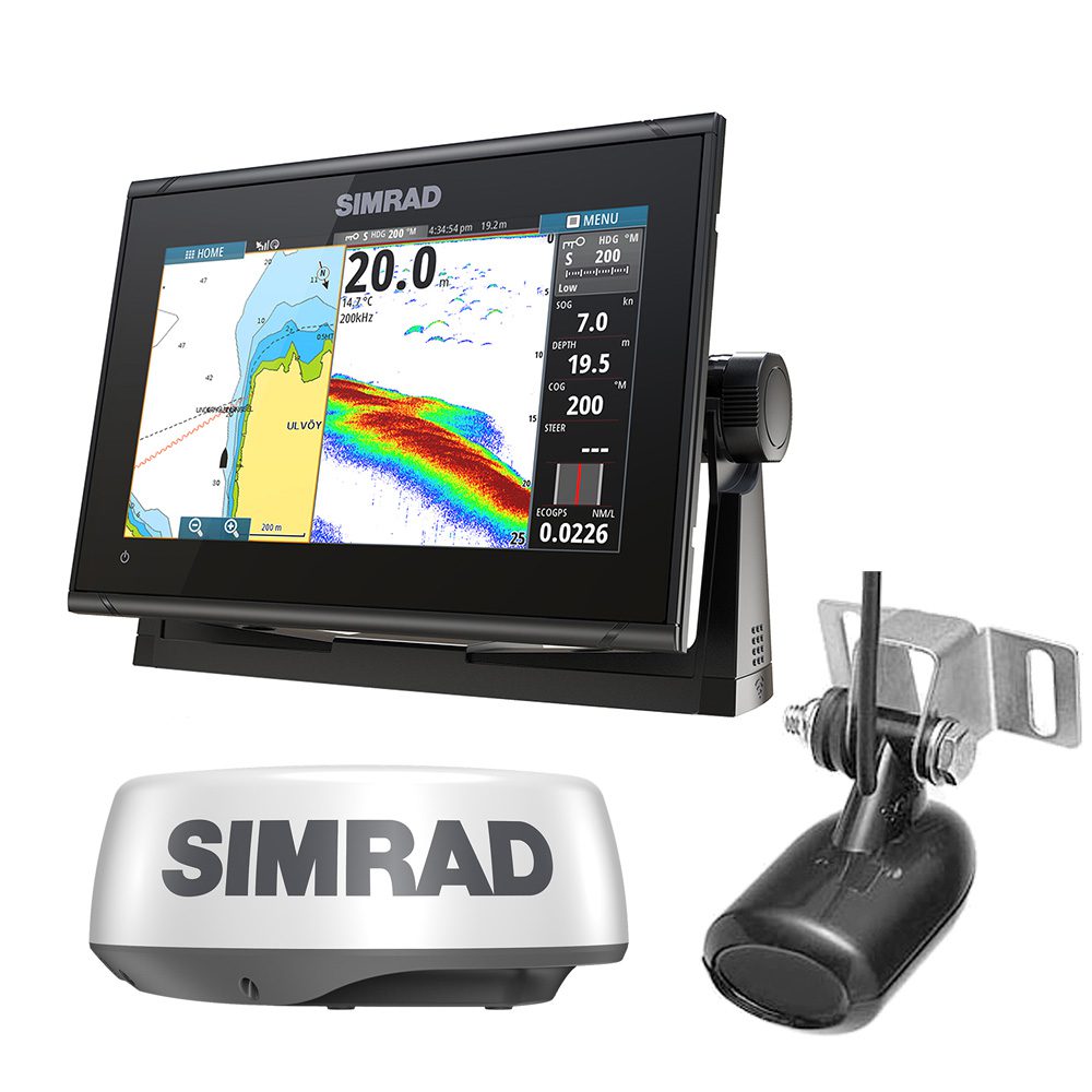SIMRAD GO9 XSE COMBO W/TRANSOM MOUNT TRANSDUCER 83/200 KHZ HALO20 ...